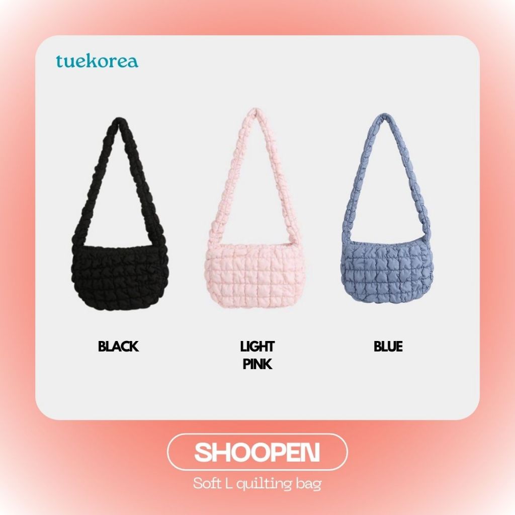 พร้อมส่ง/แท้ SHOOPEN Soft Quilting Bag L - Light Pink / Blue / Black ...