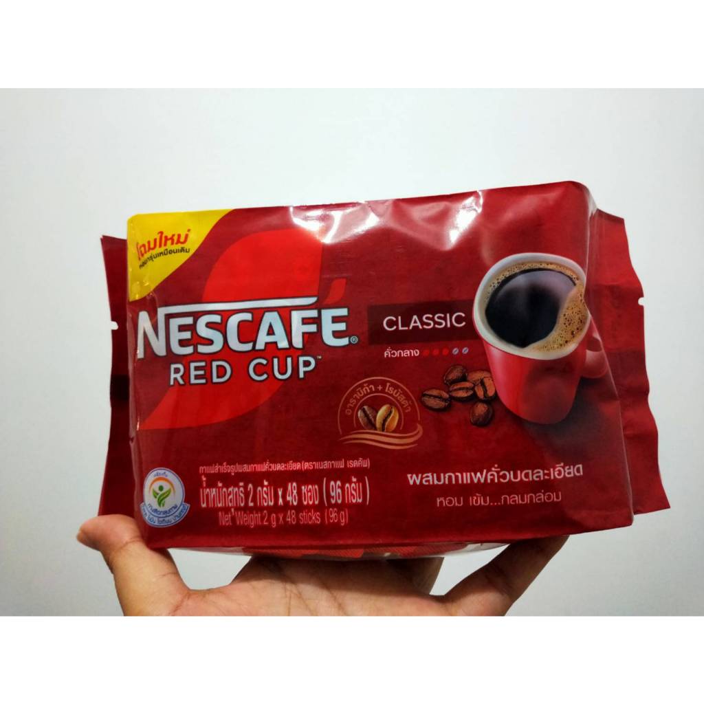 เนสกาแฟ เรดคัพ Nescafe Red Cup Classic คั่วกลาง น้ำหนักสุทธิ2กรัมx48ซอง | Shopee Thailand