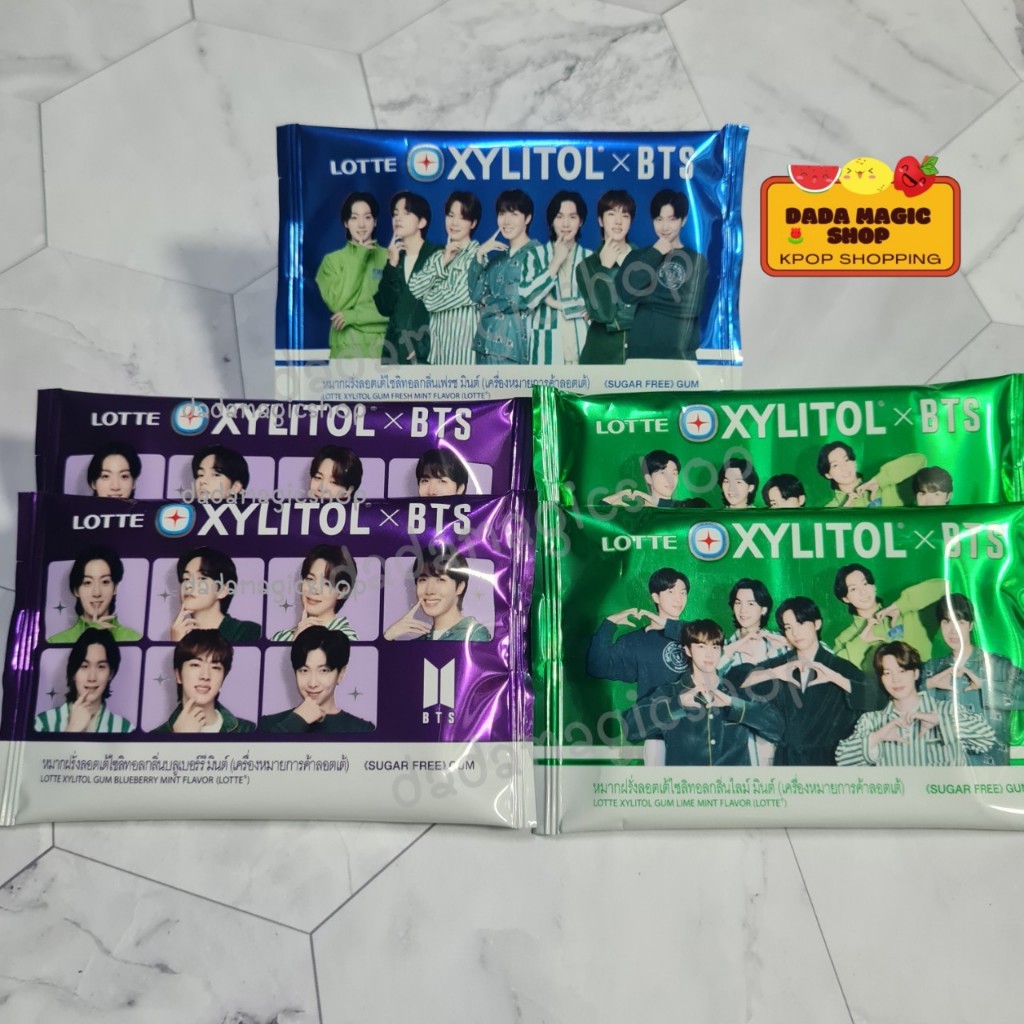 Lotte Xylitol x BTS GUM หมากฝรั่งลิไซทอลบีทีเอส | Shopee Thailand