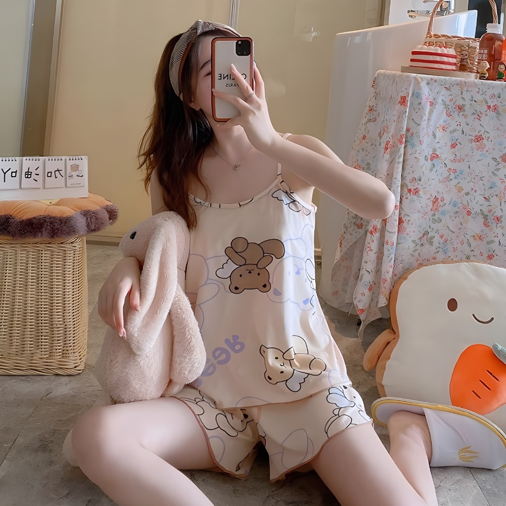 ชุดนอนผู้หญิง ชุดนอนลายการ์ตูน ใส่สบาย ราคาถูก ระบายอากาศ จัดส่งรวดเร็ว (H9315) | Shopee Thailand