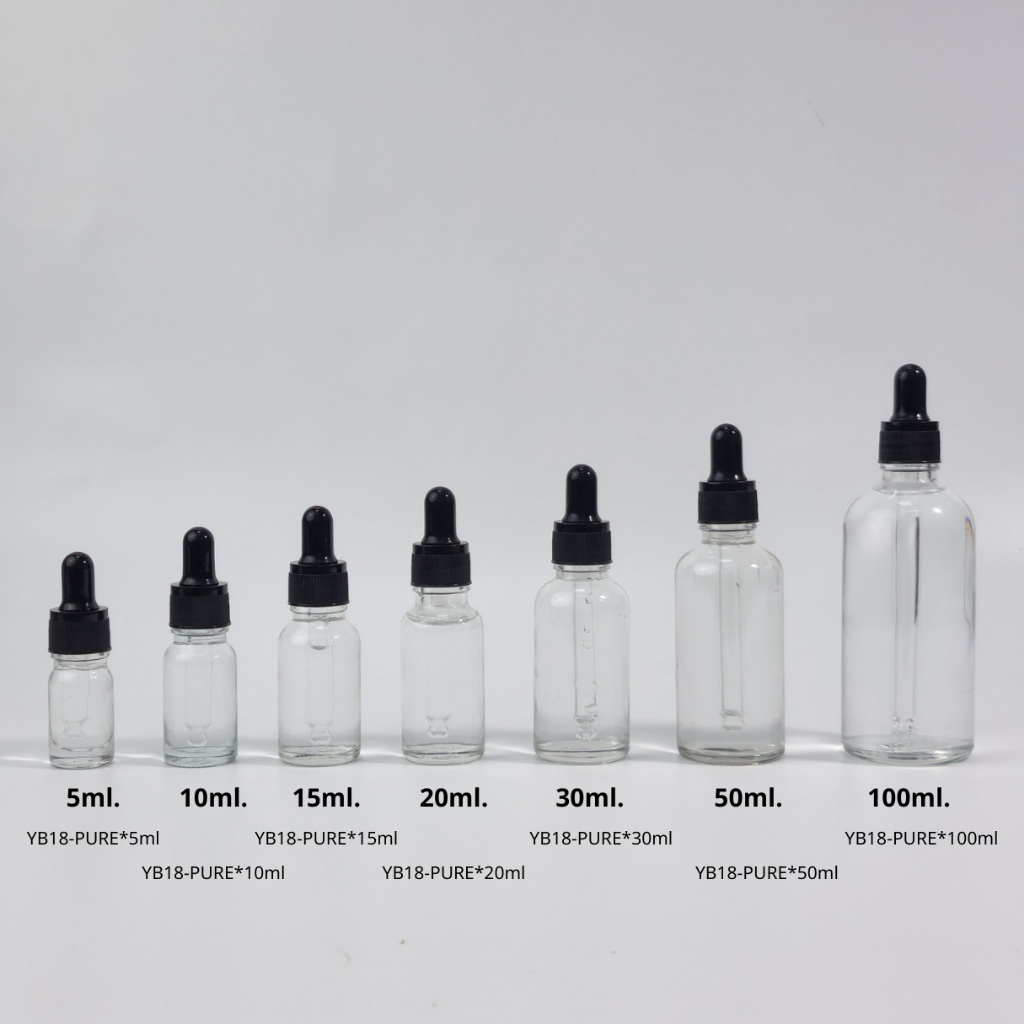 ขวดแก้วพร้อมดรอปเปอร์(ฝาดำหยัก จุกดำ)ขนาด 5ml 10ml 15ml 20ml 30ml 50ml 100mlหัวบีบหยด ใส่เซรั่ม ...