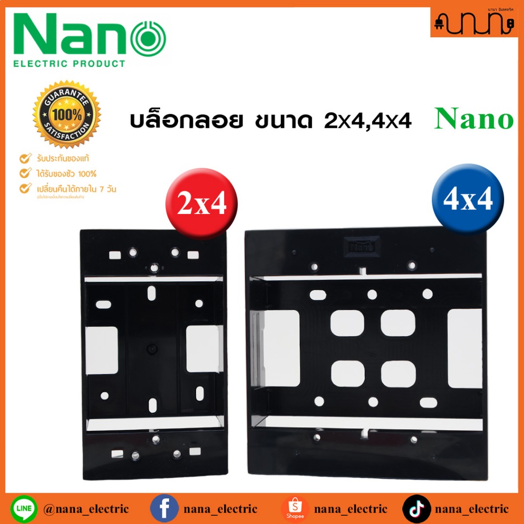 Nano บล็อกลอย ขนาด 2x4,4x4 บล็อกลอยติดผนัง บล็อกลอยปลั๊กสวิตช์ ใช้กับฝารุ่นใหม่ (ราคาต่อ 1 ชิ้น ...