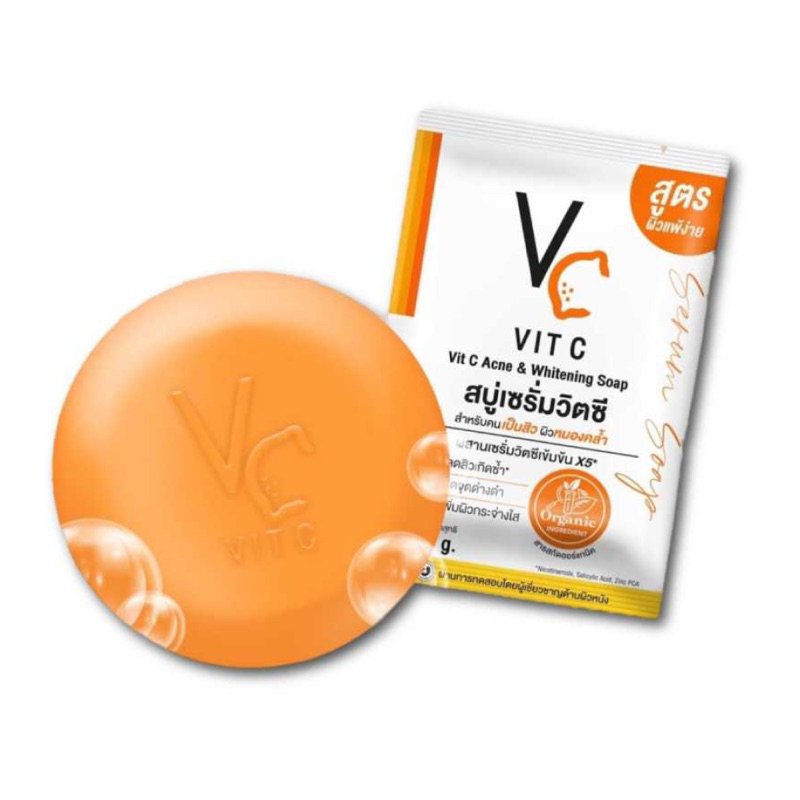 สบู่วิตซี Vit C soap สบู่เซรั่มวิตซีน้องฉัตร VC Vit C Ance &Whitening Soap ขนาด 30 กรัม Ratcha ...