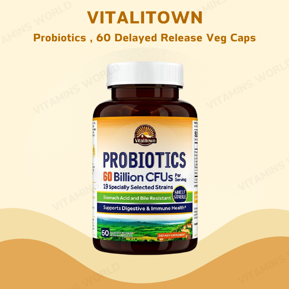 VITALITOWN Probiotics + Prebiotics | 60 Billion CFUs 19 Strains | 60 ...