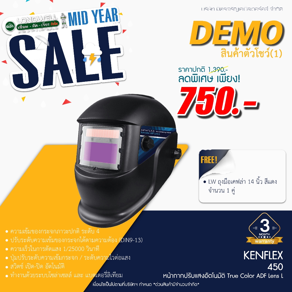 สินค้าตัวโชว์(1) หน้ากากปรับแสงอัตโนมัติ KENFLEX True Color ADF Lens L ...