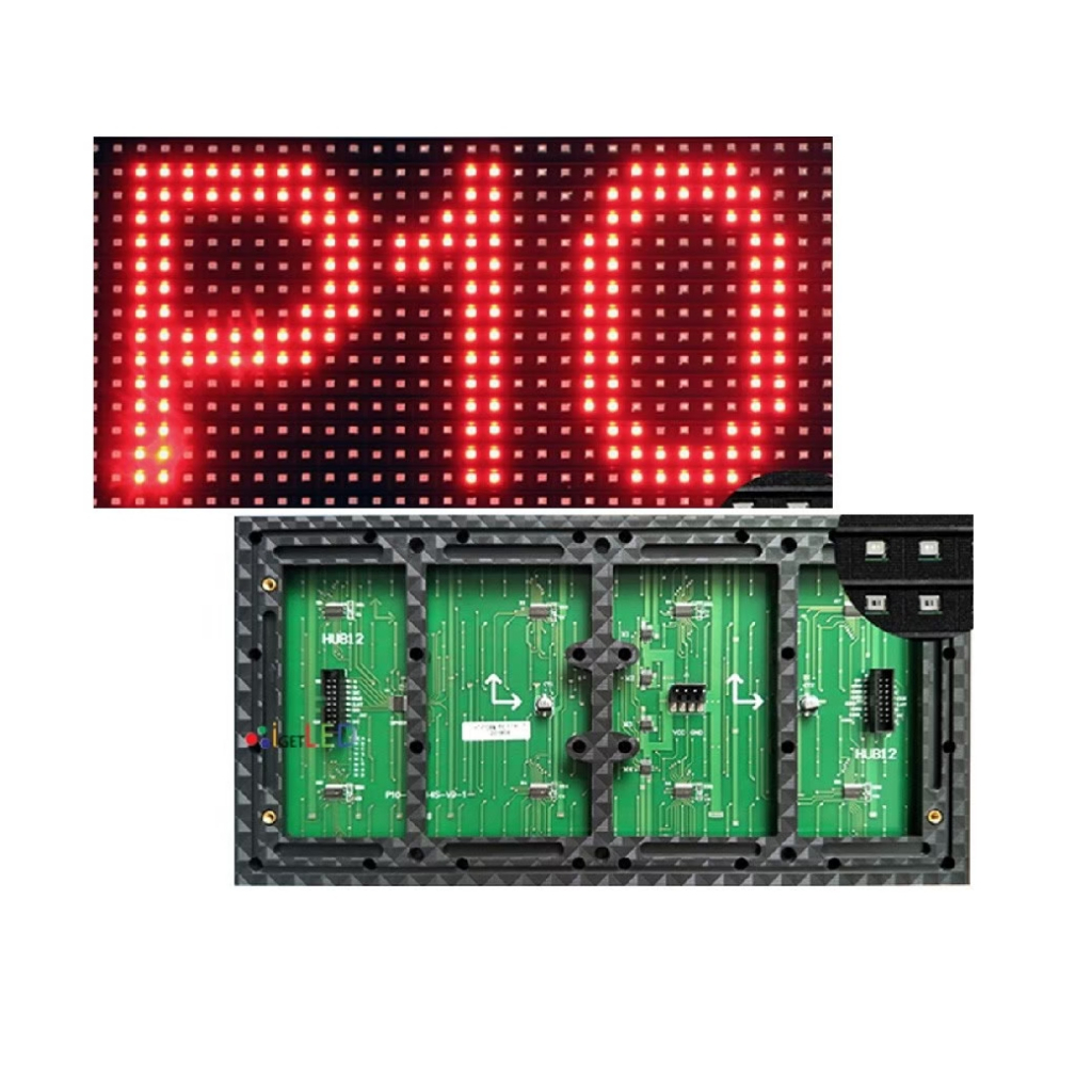 แผ่นแอลอีดี สีแดง แผ่นโมดูล LED P10 indoor ขนาด 32 cm x 16 cm S4 ...