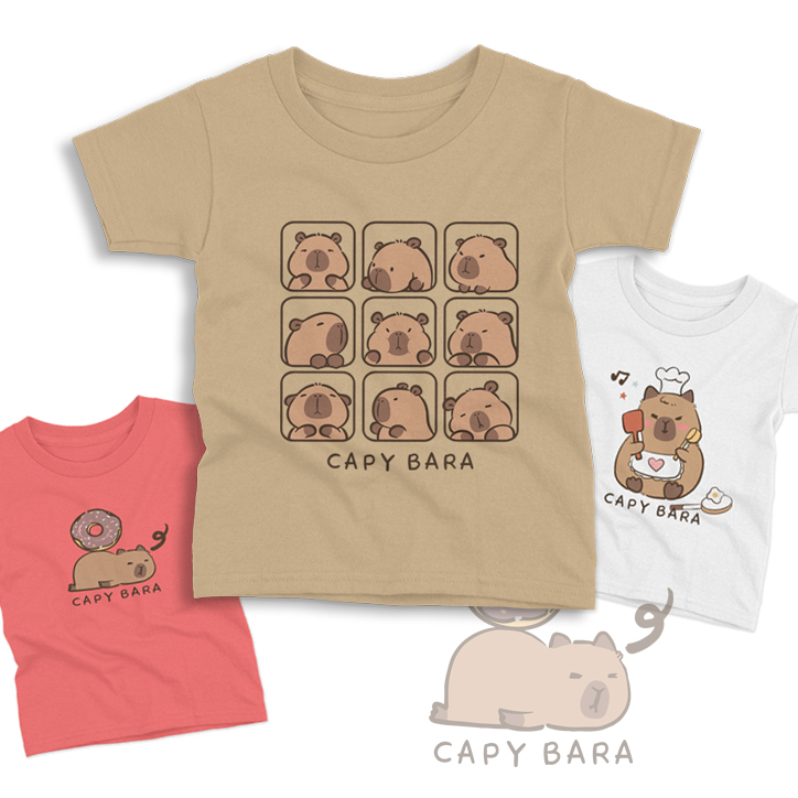 เสื้อยืด เด็ก capybara คาปิบารา น่ารัก cotton 100% เกรดพรีเมี่ยม | Shopee Thailand