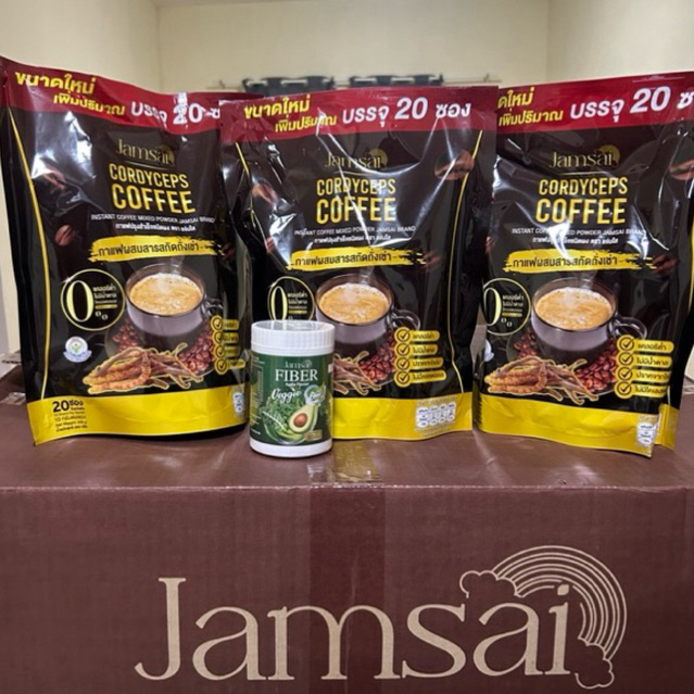 กาแฟแจ่มใส สูตรเดิม (โปรโมชั่น4ชิ้น) กาแฟ3ถุง+ไฟเบอร์ผักชง Jamsai Coffee | Shopee Thailand