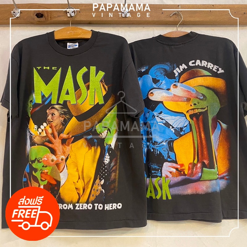 [ THE MASK ] Movie's Promote shirt Jim Carrey ป้าย Bootleg แท้ เสื้อ ...