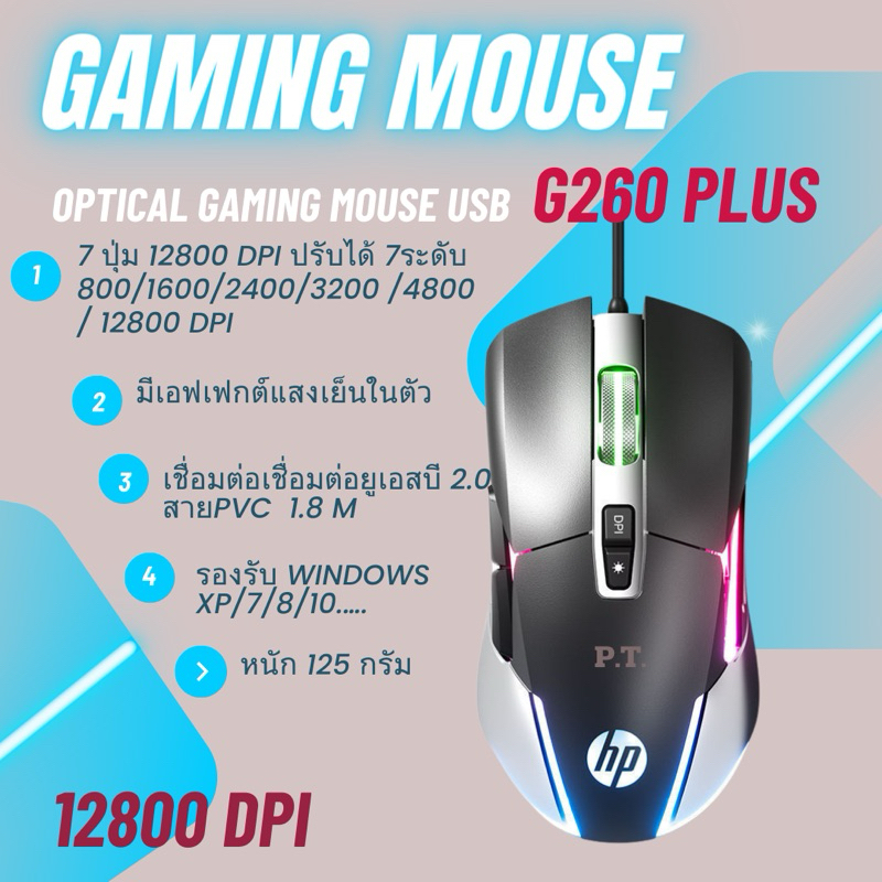 Gaming mouse HP รุ่น M220 Lite รุ่น G160 รุ่น G260 Plus G210 Lite ...