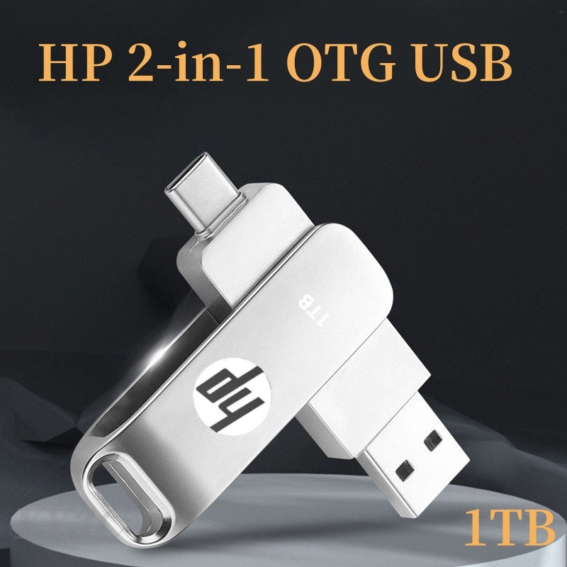 HP 2-in-1 OTG USB แฟลชไดรฟ์ 1TB Type-C โลหะหน่วยความจำสำหรับคอมพิวเตอร์ ...