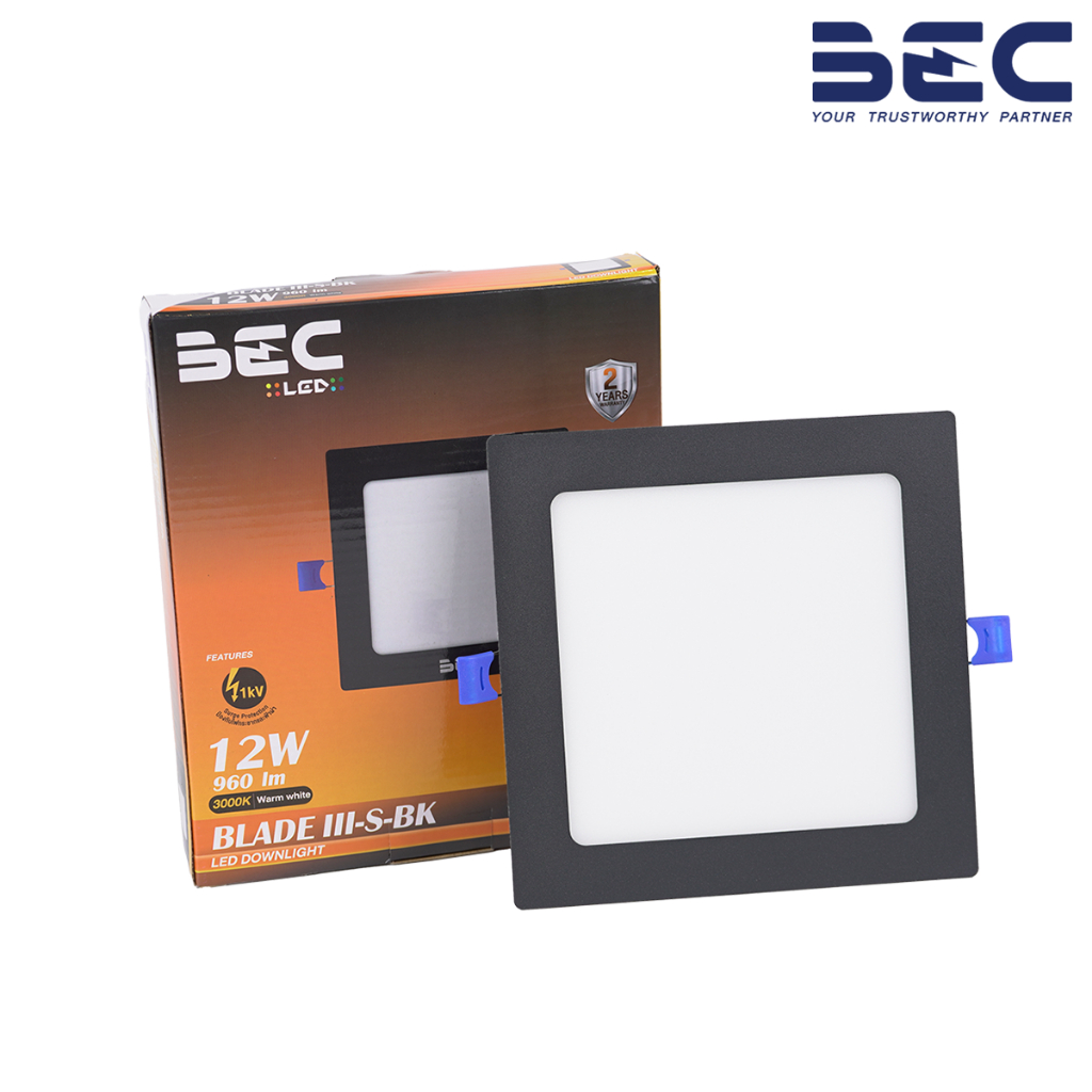 BEC BLADE III-S-BK 12W ดาวน์ไลท์ฝังฝ้า LED ทรงเหลี่ยม รับประกัน 2 ปี ...