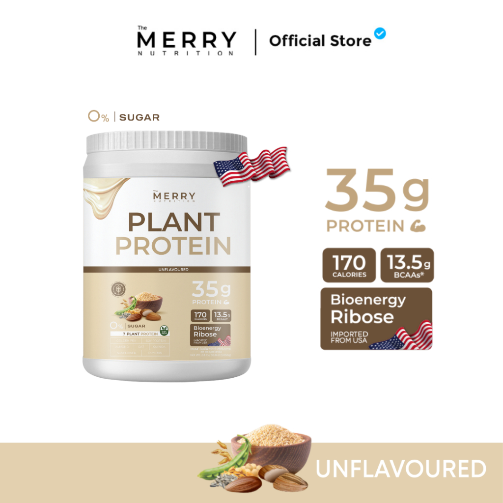 Merry Plant Protein โปรตีนพืช 7 ชนิด : รสธรรมชาติ 1 กระปุก 2.3lb. / 1 ...
