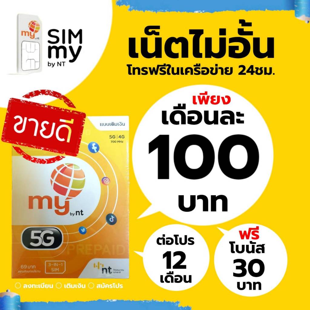 ถูกดี! (no.20)sim My 3G,4G เล่นเน็ตไม่อั้น+โทรฟรีในเครือข่าย 24ชม. ...