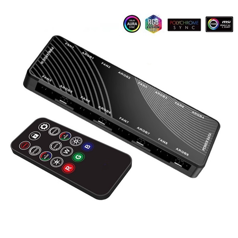 กล่องควบคุมไฟ ARGB Fan Hub Controller 8-BIT HUB MH009 4pin PWM+3pin ARGB 5V dual 8port | Shopee ...