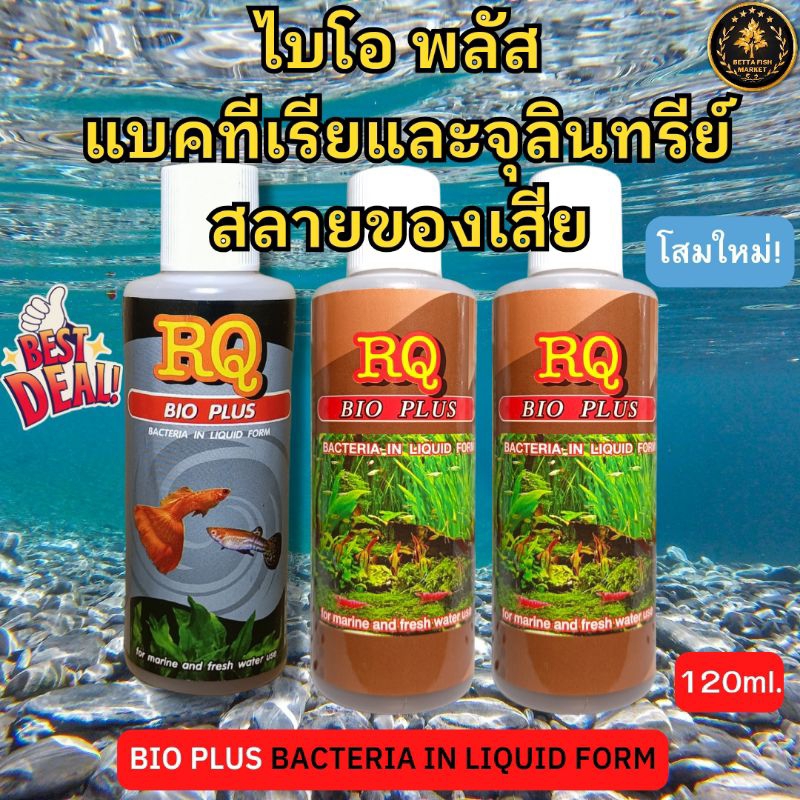 RQ BIO PLUS แบคทีเรียน้ำ สลายของเสียในน้ำ 120ml. สูตรเข้มข้น จุลินทรีย์ ...