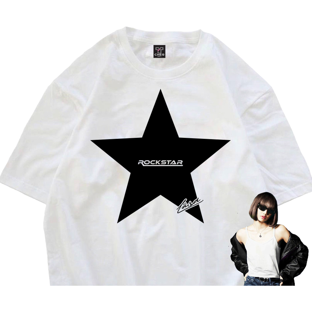 Rockstar-Lisa T-shirt เสื้อยืดลาย lockstar ผ้าฝ้ายcotton 100% ใส่ได้ ...