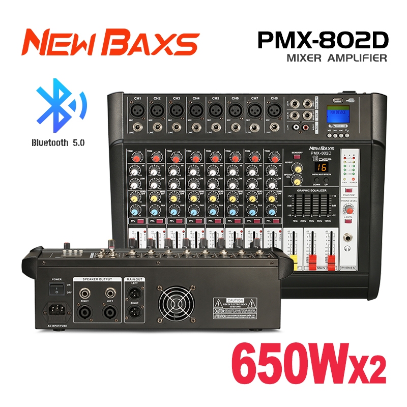 Newbaxs PMX802D มิกเซอร์ 650W high Power Amplifier 2 ไมโครโฟนไร้สายใน ...
