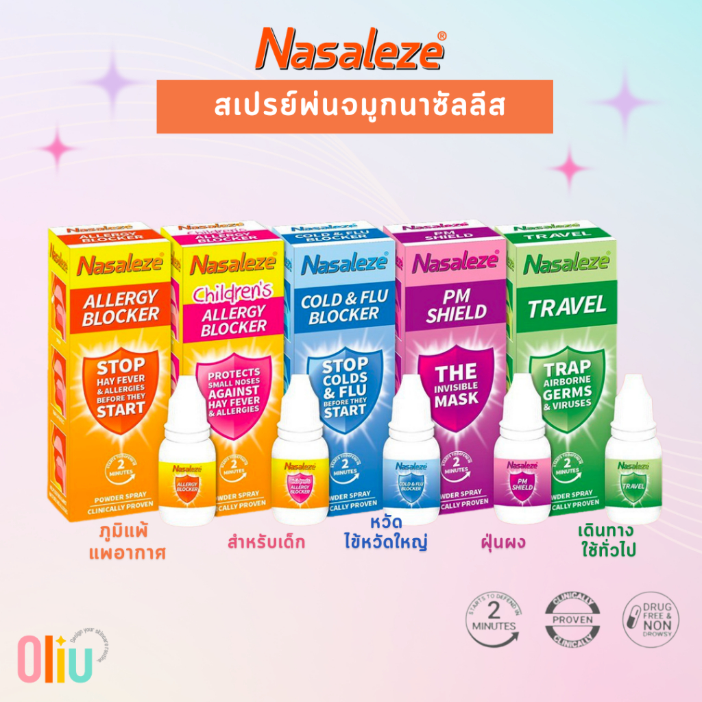 Nasaleze Spray สเปรย์พ่นจมูก นาซัลลีส สีฟ้า Nasaleze Travel / PM Shield ...
