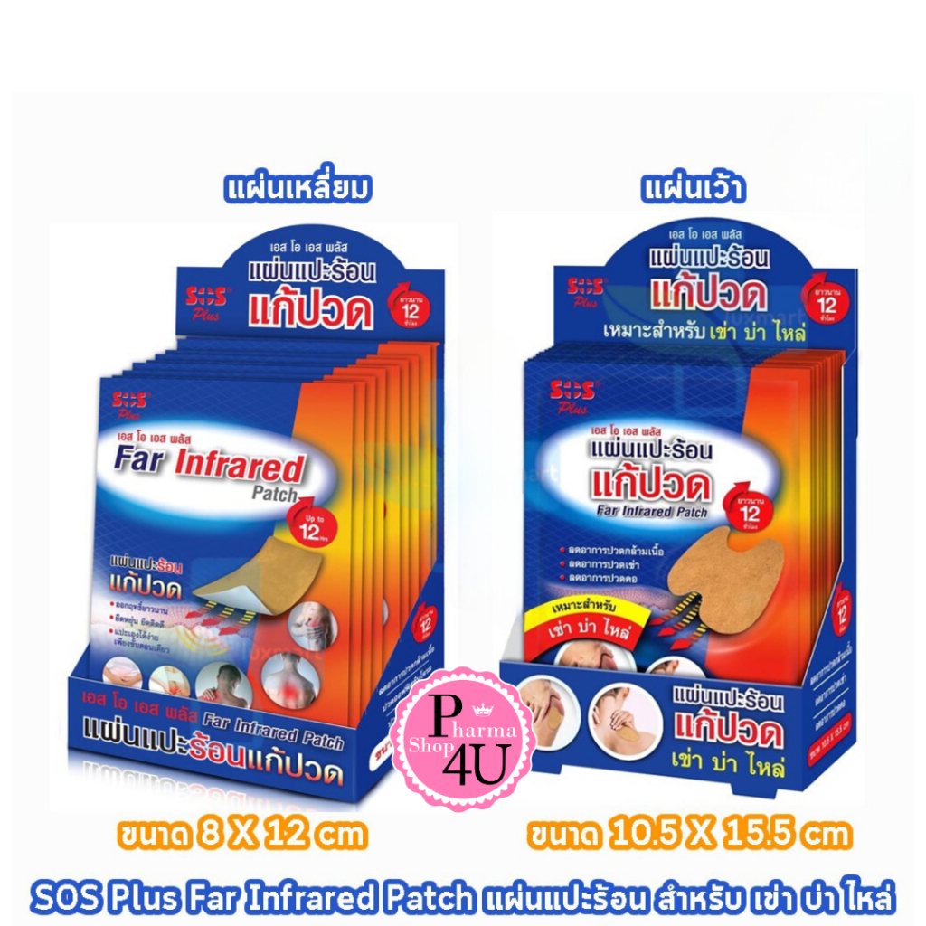 SOS Far Infrared Patch SCENT เอส โอ เอส พลัส 8x12cm. 4ซอง/กล่อง แผ่นแปะ ...