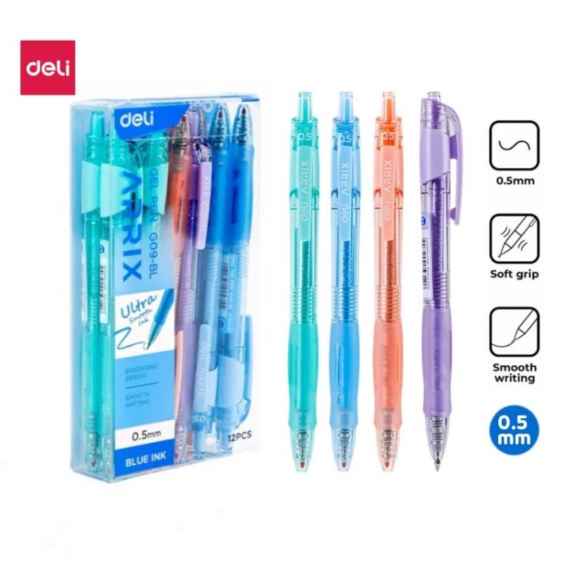 Deli ปากกาเจล แบบกด รุ่น ARRIX G09 ขนาด 0.5 มม. หมึกน้ำเงิน (ราคาต่อ 1 ...