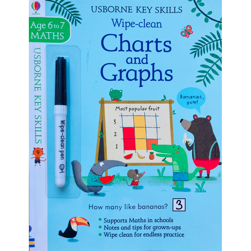 (Age 6-7) Usborne Math Workbooks Charts & Graphs (Wipe-Clean) หนังสือ ...