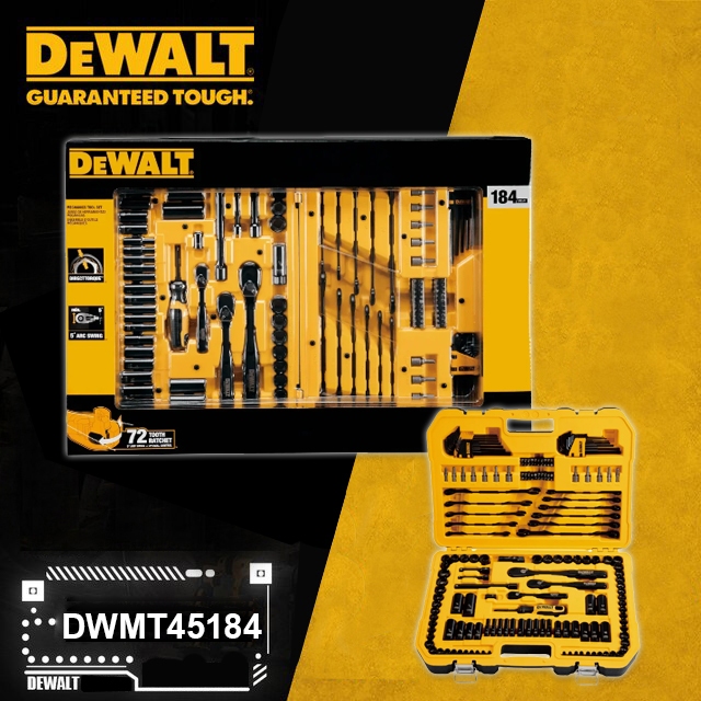 DEWALT DWMT45184 ชุดเครื่องมือช่าง ชุปโครเมียมสีดำ (184 ชิ้น) ทั้งไขควง ...