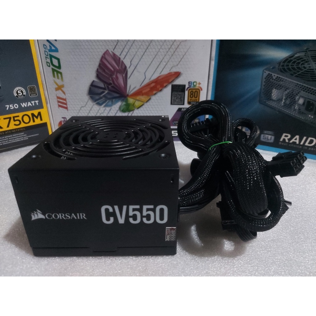 PSU สวยเหมือนใหม่ Corsair CV550 550w 80+Bronze มือ2 สายแพรดำ / power ...