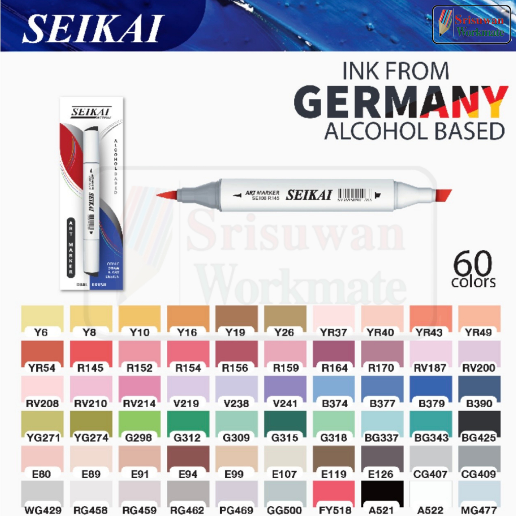 SEIKAI Art Marker ปากกามาร์คเกอร์ 2 หัว แยกสี 1 ด้าม Germany Ink ...