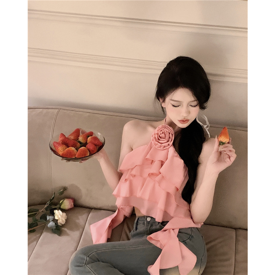 มือ 2 เกาะอกคล้องคอ Cicishop แต่งดอกไม้หน้าอก สีชมพู | Shopee Thailand