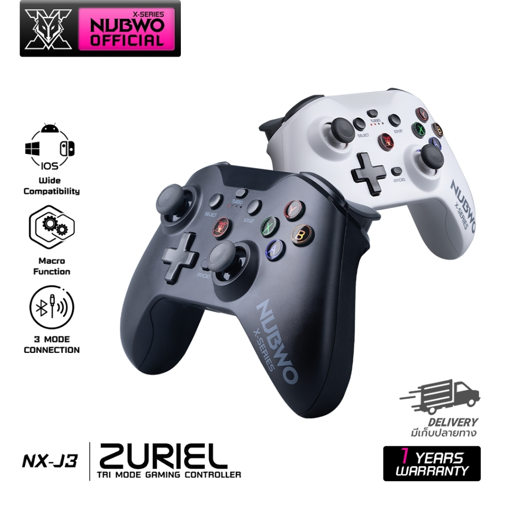 จอยเกมมิ่งไร้สาย NUBWO รุ่น NX-J3 Tri Mode Gaming Controller เชื่อมต่อ Bluetooth 5.1 และ 2.4 GHz ...