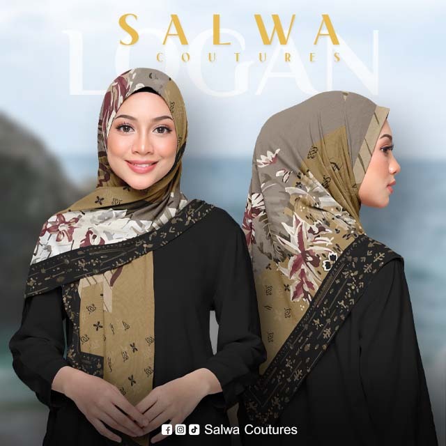 Salwa ฮิญาบ ผ้าคลุมพิมพ์ลาย ผ้าบาวา ลาย Logan | Shopee Thailand