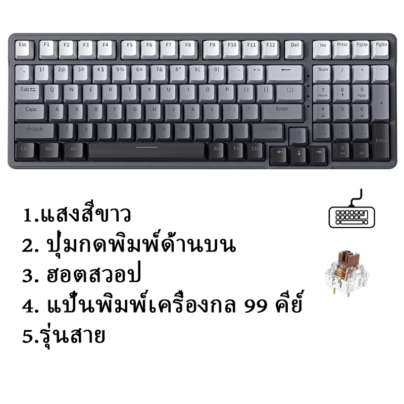 ZIFRIEND ZT99 คีย์บอร์ดเครื่องกล 99 คีย์ Hotswap ด้านข้างแกะสลัก RGB ...