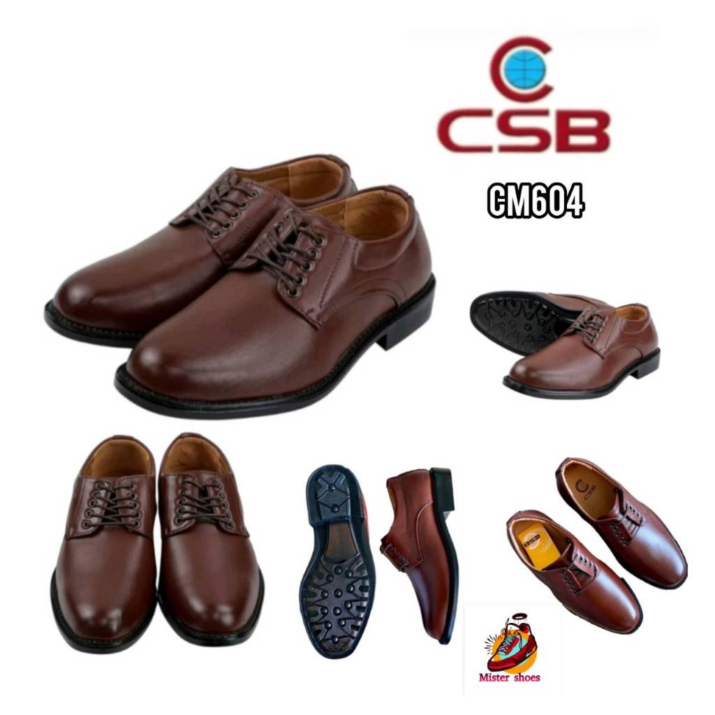 CSB คัทชูหนังขัดมัน แบบผูกเชือกสีน้ำตาล รุ่น CM604 ข้าราชการ ทำงาน นัก ...
