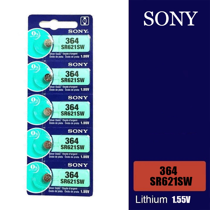 Battery ถ่านกระดุม SR621SW , 364 , 621 , SR621 ยี่ห้อ SONY 100% mercury ...