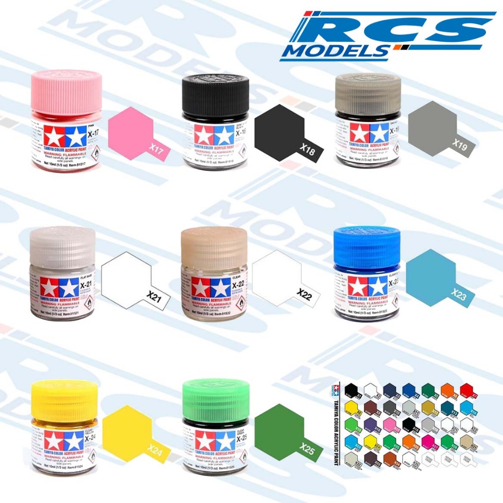สีอะคริลิค TAMIYA ACRYLIC X-17 81517, X-18 81518, X-19 81519, X-21 81521, X-22 81522, X-23 81523 ...