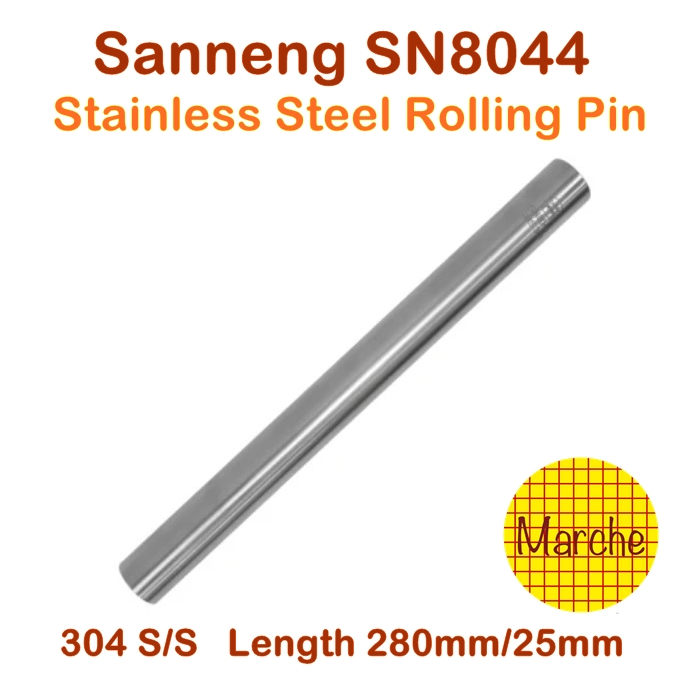 Sanneng SN8044 Stainless Steel Rolling Pin ไม้นวดแป้ง Length 280mm | Shopee Thailand