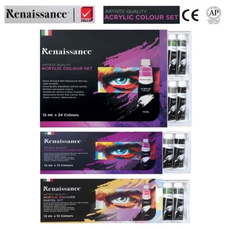 Renaissance Acrylic และ Acrylic Pastel Colour Set ชุด 12 สี และ 24 สี ...