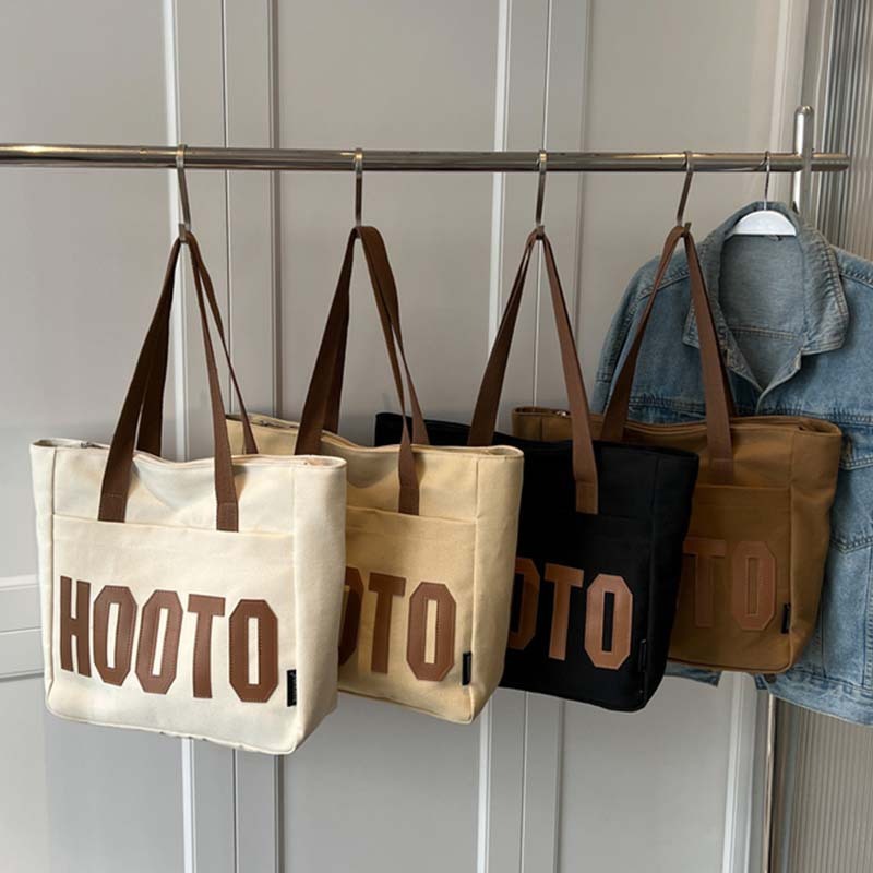 HOOTO กระเป๋าผ้าใบความจุขนาดใหญ่สำหรับนักเรียนหญิงเข้าเรียน กระเป๋า ...
