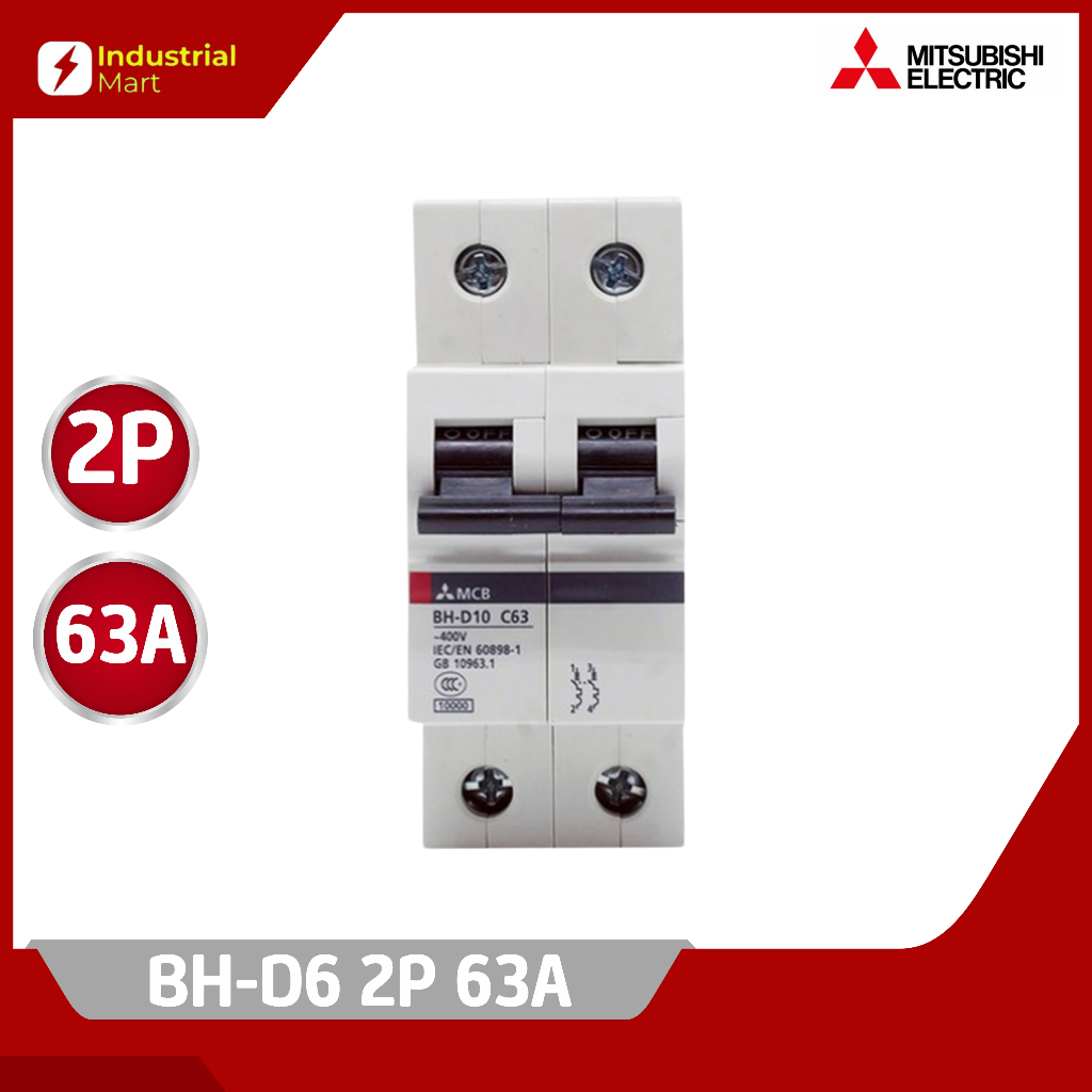 Mitsubishi BH-D6 2P 63A Miniature Circuit Breaker MCB ลูกย่อยเบรกเกอร์ | Shopee Thailand