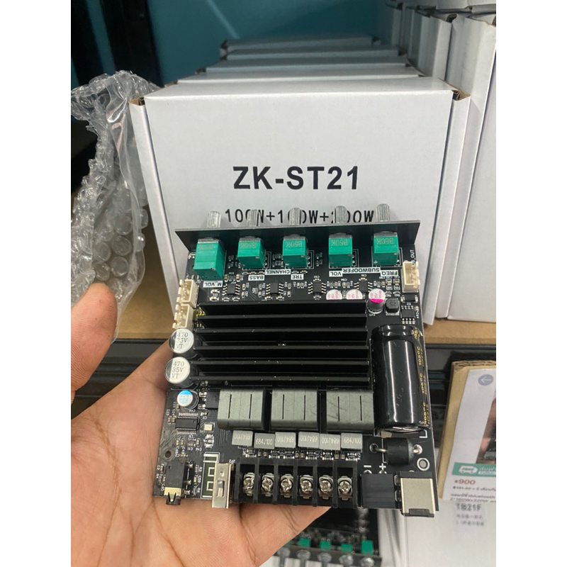 แอมป์จิ๋ว ZK ST21 แท้ TPA3221 100W*2+200W DC 12-30v รองรับการติดตั้ง ZK-AMP ST21แท้ แอมป์จิ๋วแรง ...