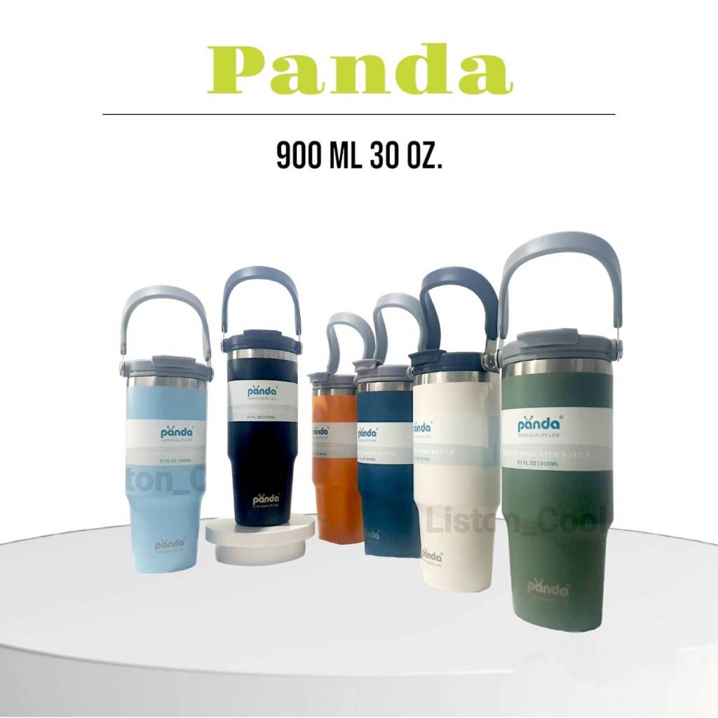 แก้วเก็บความเย็น panda ความจุ 900ML สเเตนเลส304 ( แถมฟรีสติ๊กเกอร์+ หลอด) | Shopee Thailand