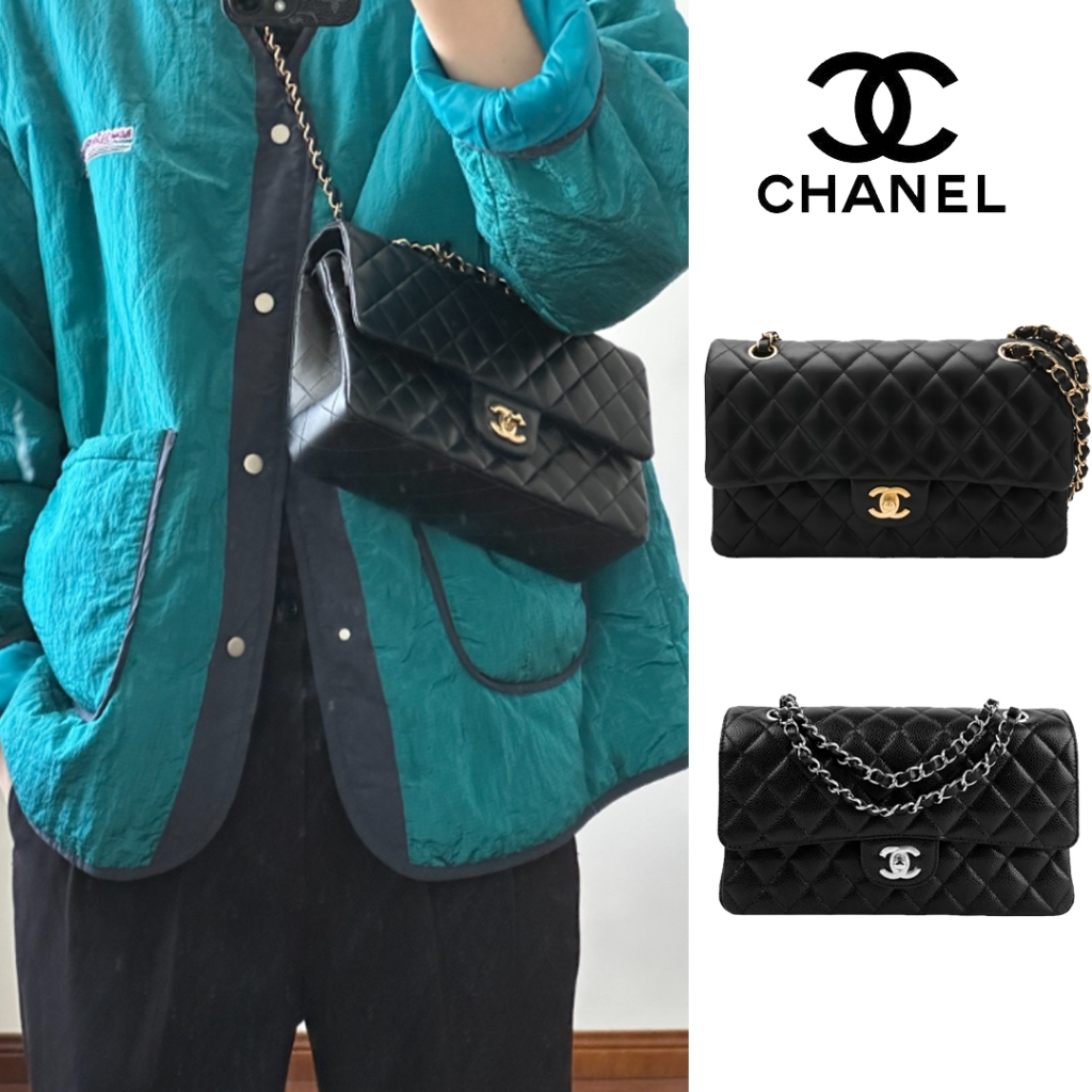 ของแท้ 100% CHANEL Classic Flap CF Small / Medium กระเป๋าสตางค์พร้อมสาย ...