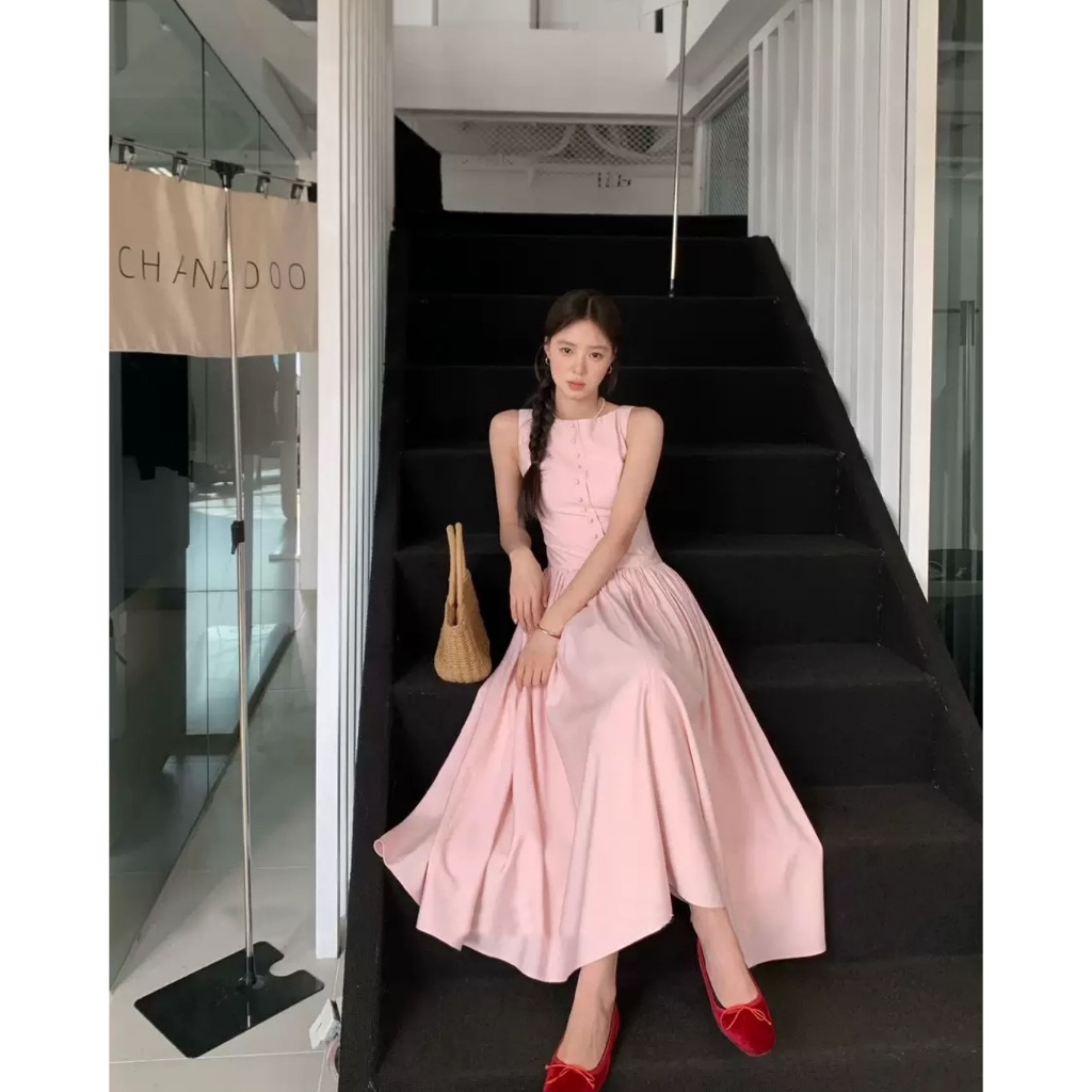 Mogwany พร้อมส่ง Hello Darling Dress 3 สีชมพู,เหลือง,แดง มีซับใน ซิป ...