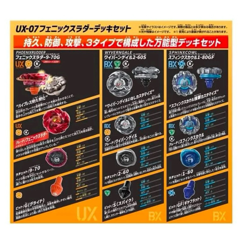 UX-07 Phoenix Rudder Deck Set | Beyblade UX | Shopee Thailand