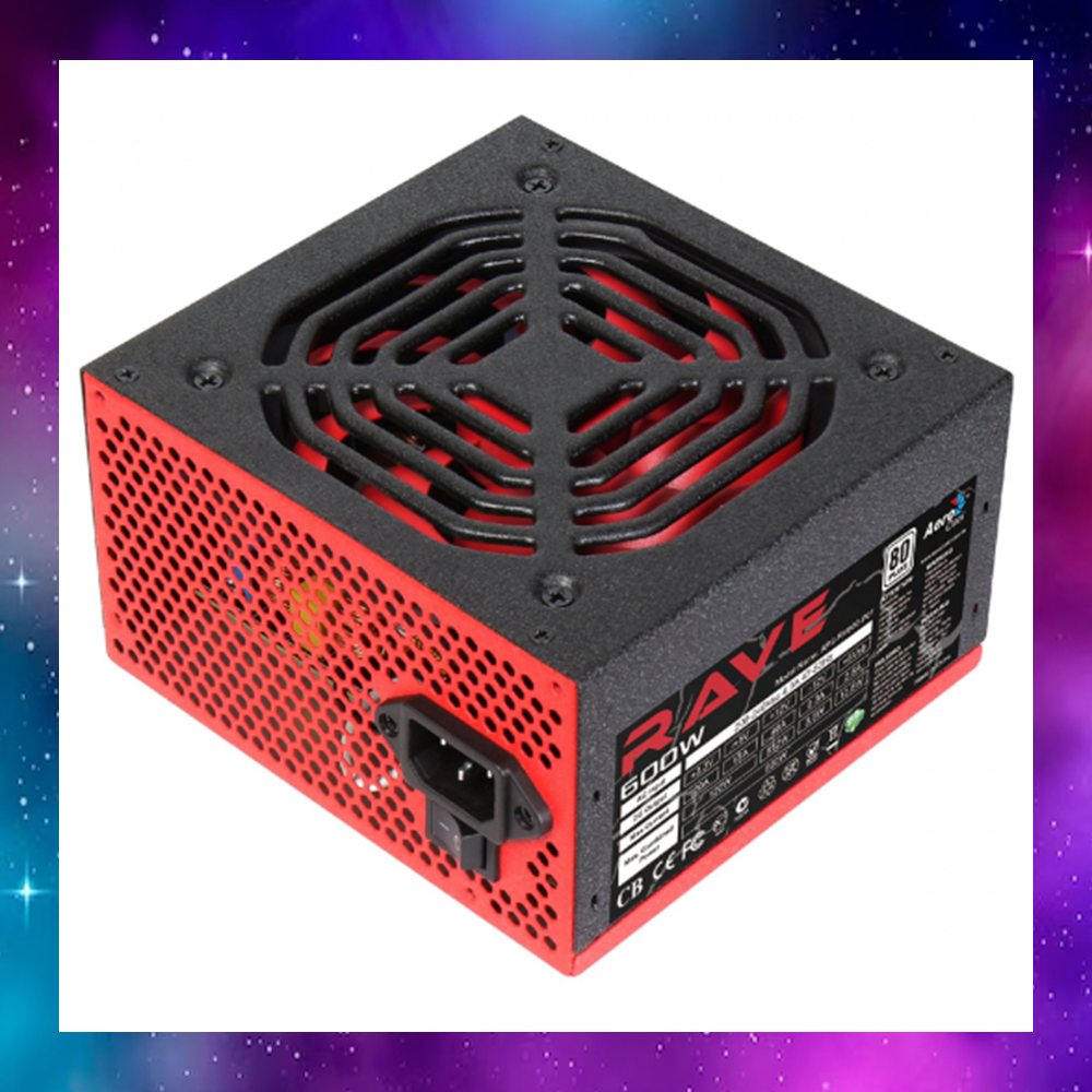 POWER SUPPLY (อุปกรณ์จ่ายไฟ) AEROCOOL RAVE 600W (80+ WHITE) ใช้งานปกติ ...