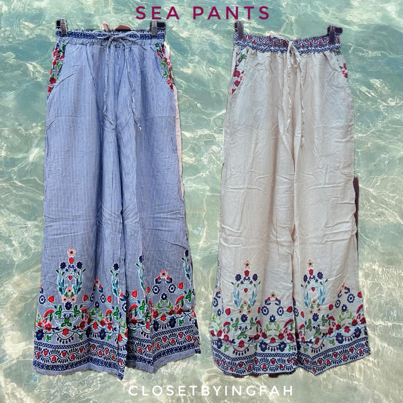 Sea pants กางเกงเอวยืด ขายาว ใส่ไปทะเล พิมพ์ลายน่ารักๆ | Shopee Thailand