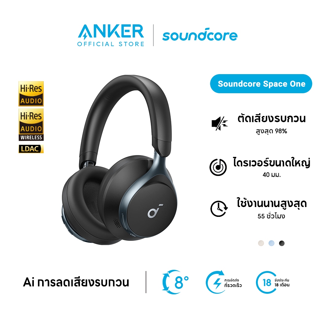 Soundcore by Anker Space One S1 headphone bluetooth หูฟังบลูทูธไร้สาย หูฟังตัดเสียงรบกวน หูฟัง ...