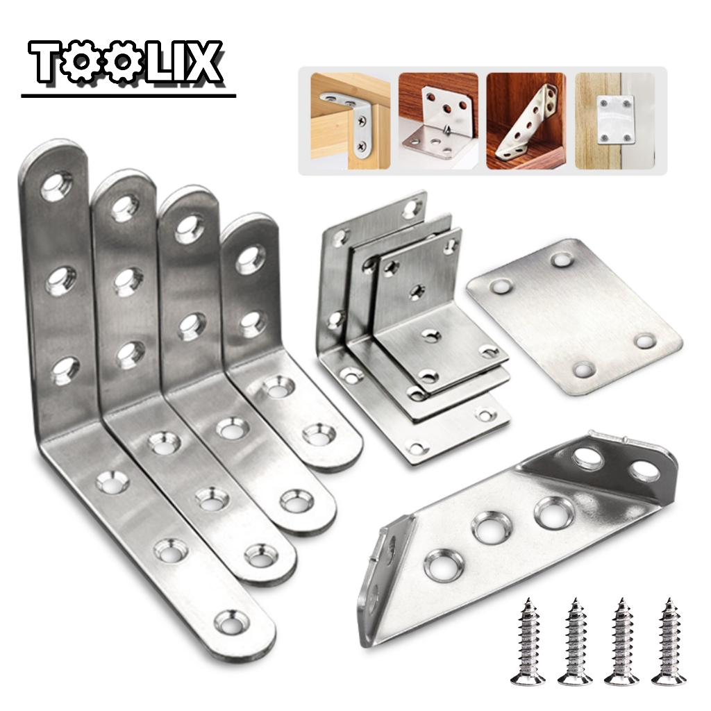 Corner Brackets Stainless Steel1-4ชิ้นตัวยึดข้อต่อรองรับชั้น ...