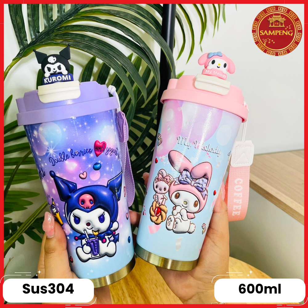 กระบอกน้ำน่ารัก ขวดน้ำ มีสายหูหิ้ว ขนาด 600 ml KT-600(V2) | Shopee Thailand